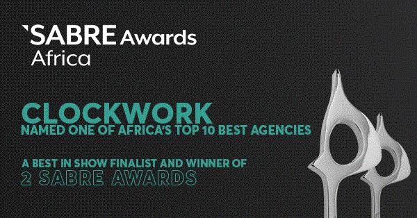 Clockwork listed among Africa’s top 10 agencies with Best in Show finalist spot and two SABRE ...